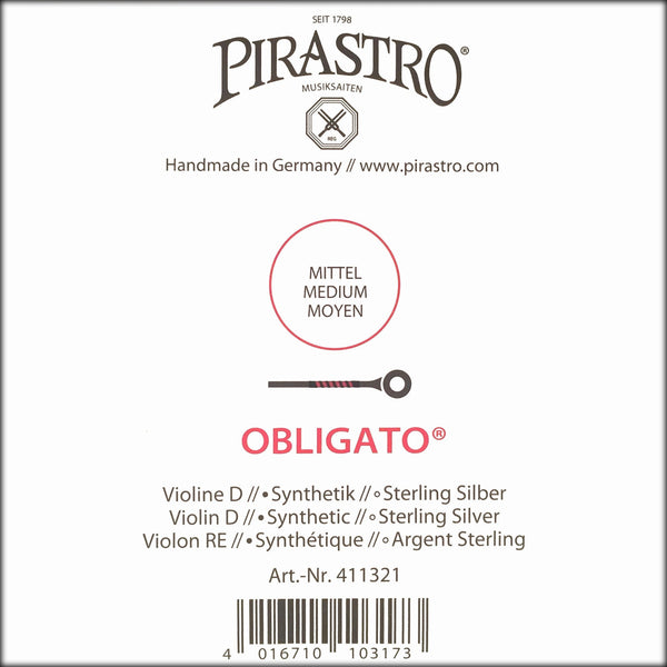 Obligato D Silver Violin String
